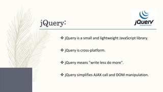 Internet and Web Technology (CLASS-8) [jQuery and JSON] | NIC/NIELIT Web Technology | PPT