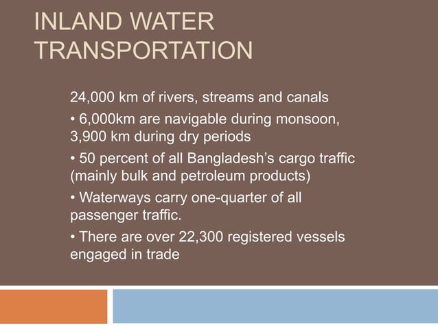 Inland water transportation (IWT) of Bangladesh: Container perspective ...