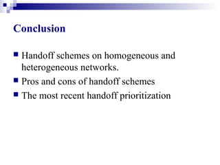 Handoff survey | PPT | Computer Networking | Computing