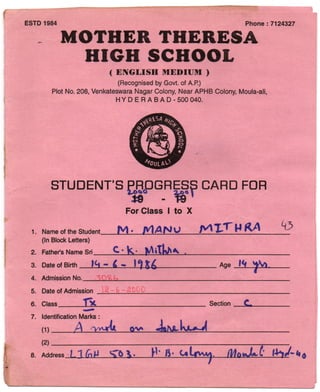 IX class Report Card | PDF