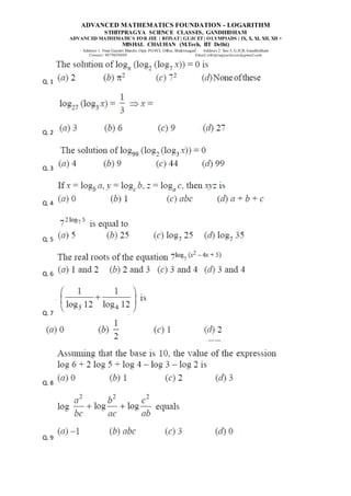 IX X FOUNDATION LOGARITHM | DOCX | Educational Assessment | Education