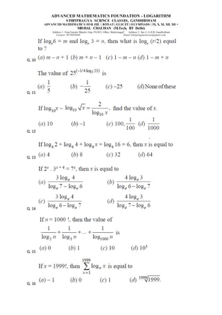 IX X FOUNDATION LOGARITHM | DOCX | Educational Assessment | Education
