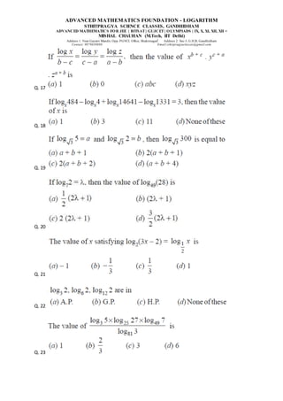 IX X FOUNDATION LOGARITHM | DOCX | Educational Assessment | Education