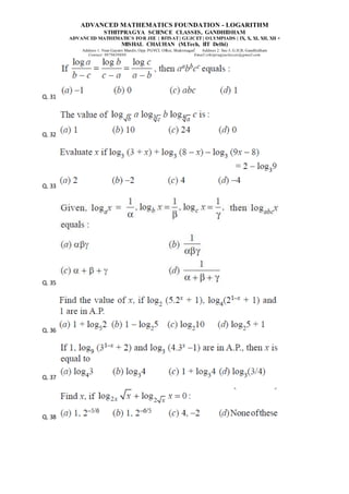 IX X FOUNDATION LOGARITHM | DOCX | Educational Assessment | Education
