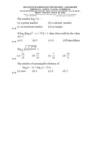 IX X FOUNDATION LOGARITHM | DOCX | Educational Assessment | Education