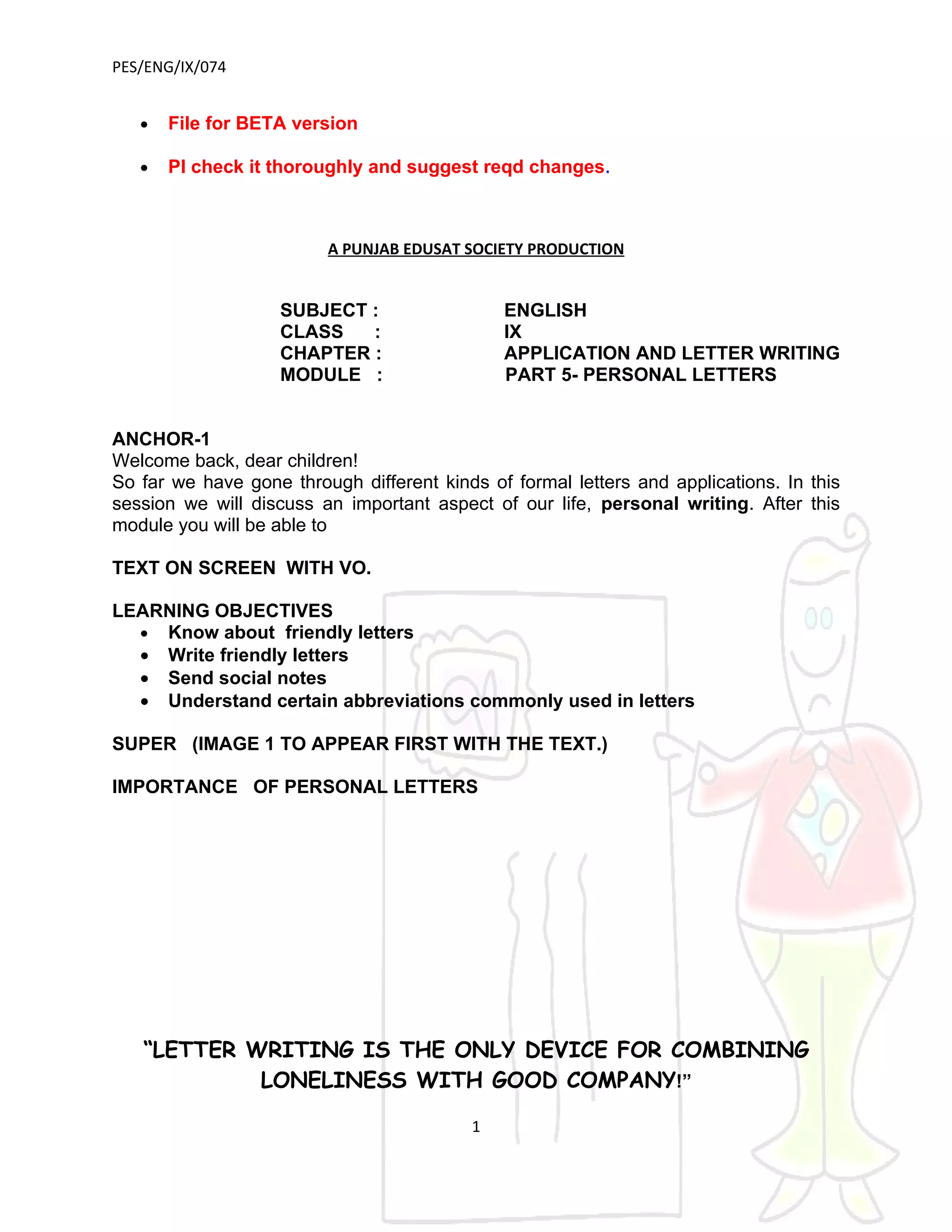 Ix application and letter writing 5 | DOC