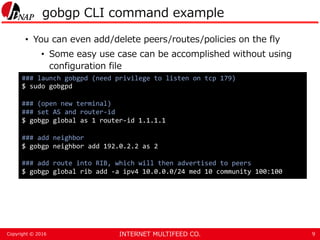 Tutorial: Using GoBGP as an IXP connecting router | PPTX