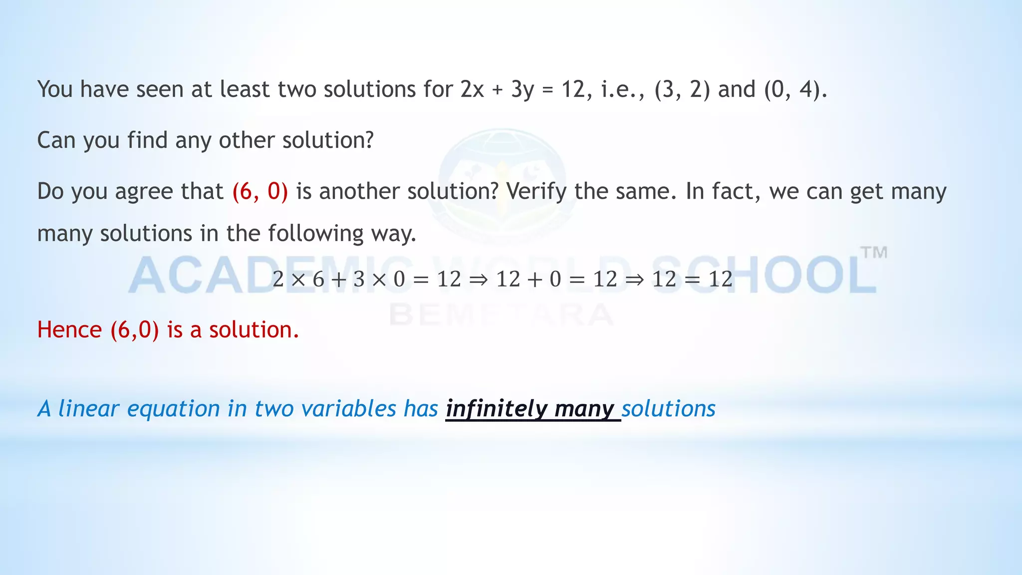 Class IX Linear Equations in Two Variables | PPTX