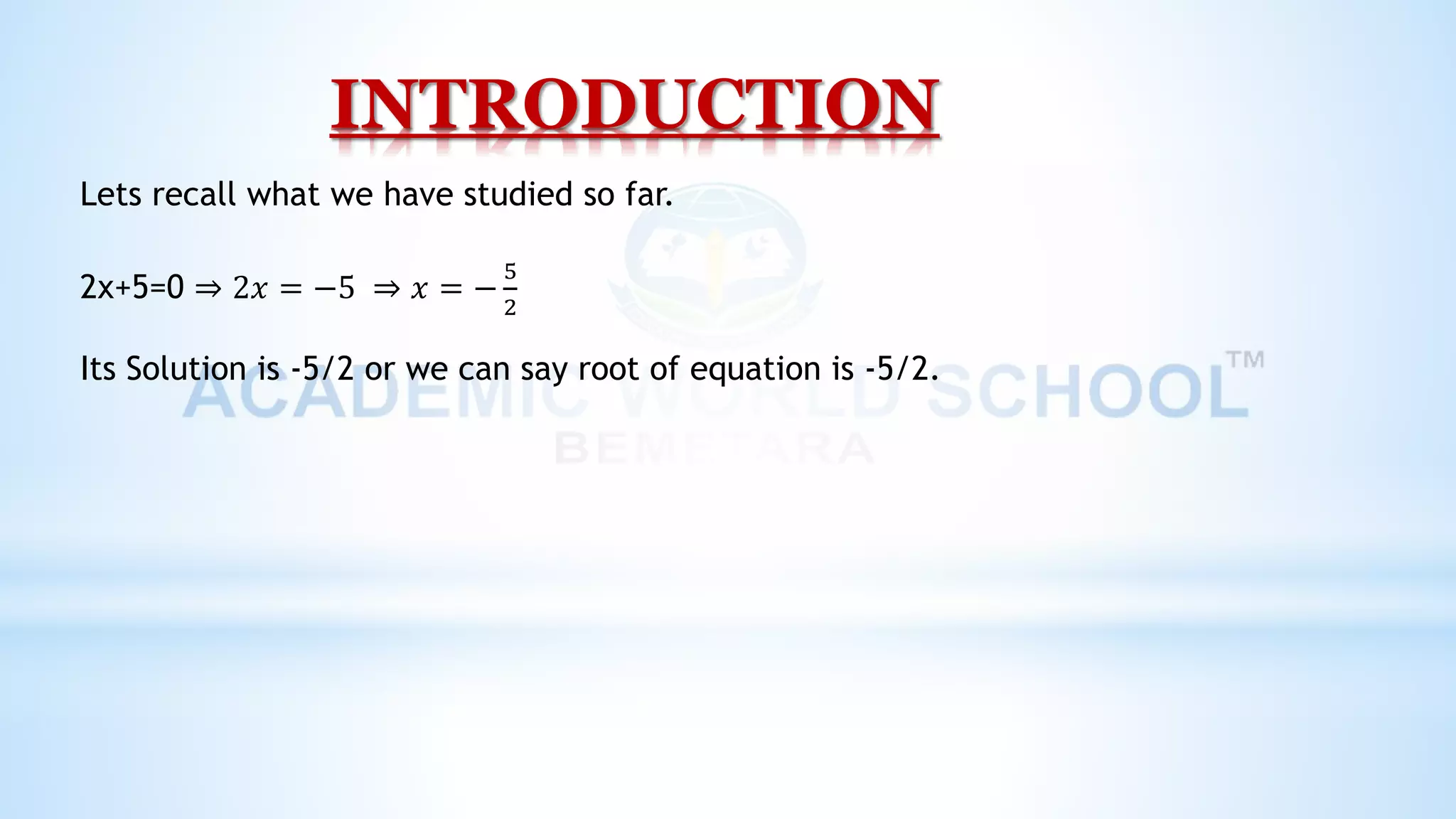 Class IX Linear Equations in Two Variables | PPTX