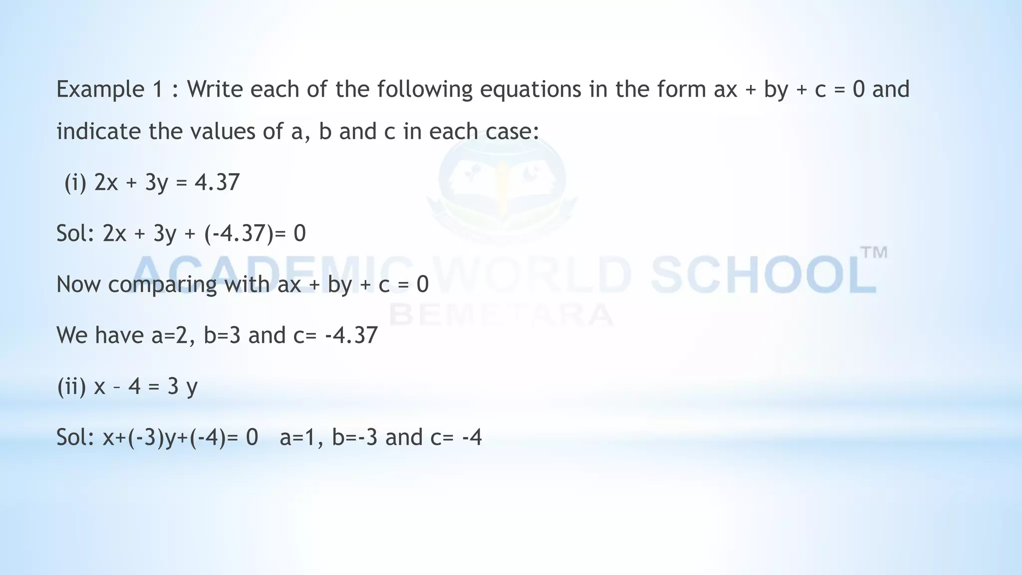 Class IX Linear Equations in Two Variables | PPTX