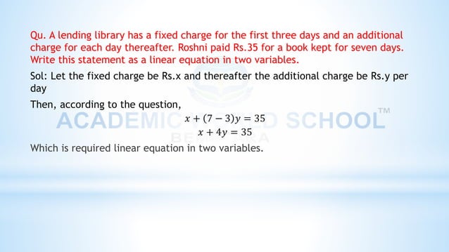 Class IX Linear Equations in Two Variables | PPTX