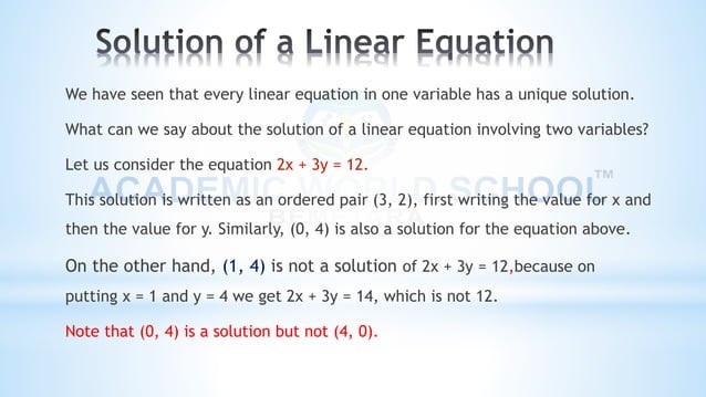 Class IX Linear Equations in Two Variables | PPTX