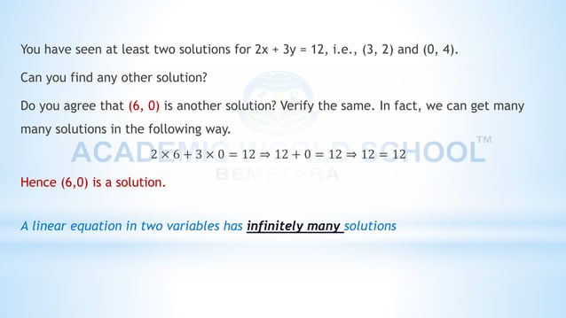 Class IX Linear Equations in Two Variables | PPTX