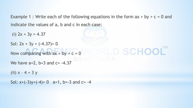 Class IX Linear Equations in Two Variables | PPTX