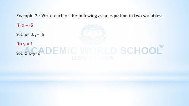 Class IX Linear Equations in Two Variables | PPTX