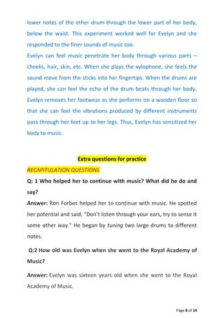 The Sound of Music Part 1 - Evelyn Glennie - Grade 9 English | PDF