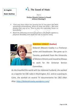 The Sound of Music Part 1 - Evelyn Glennie - Grade 9 English | PDF