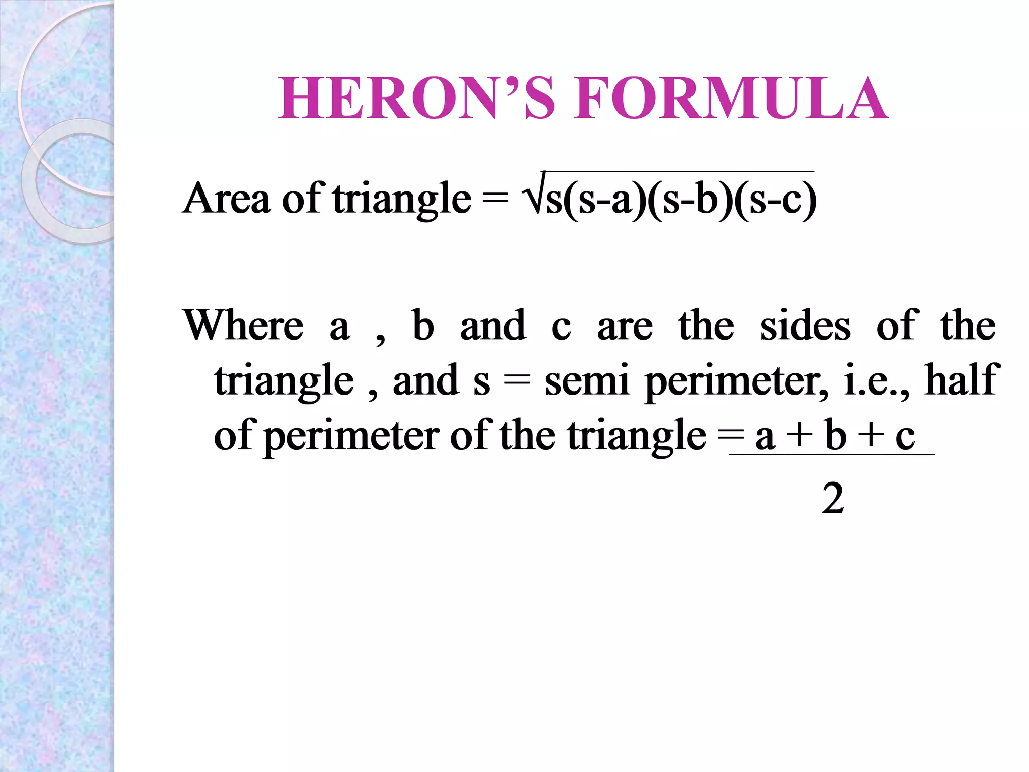 Class IX Heron's Formula | PPTX