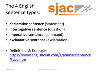 English Year 5: 4 Types of English sentences. | PPTX