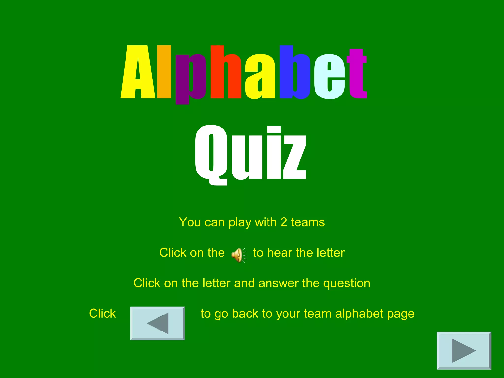 Alphabet Quiz Game - (download to play game) | PPT