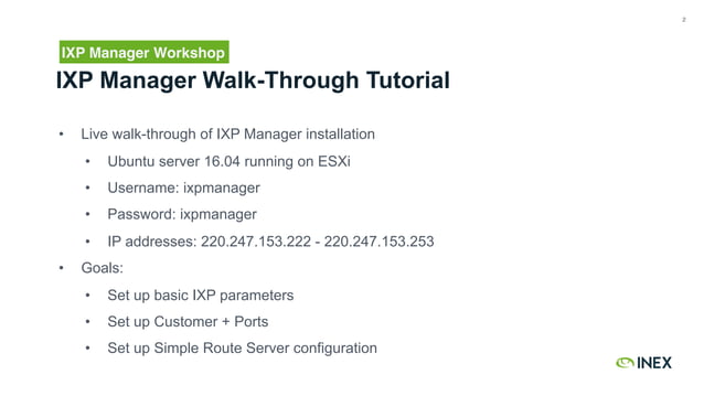 Ixp Manager Workshop Ppt