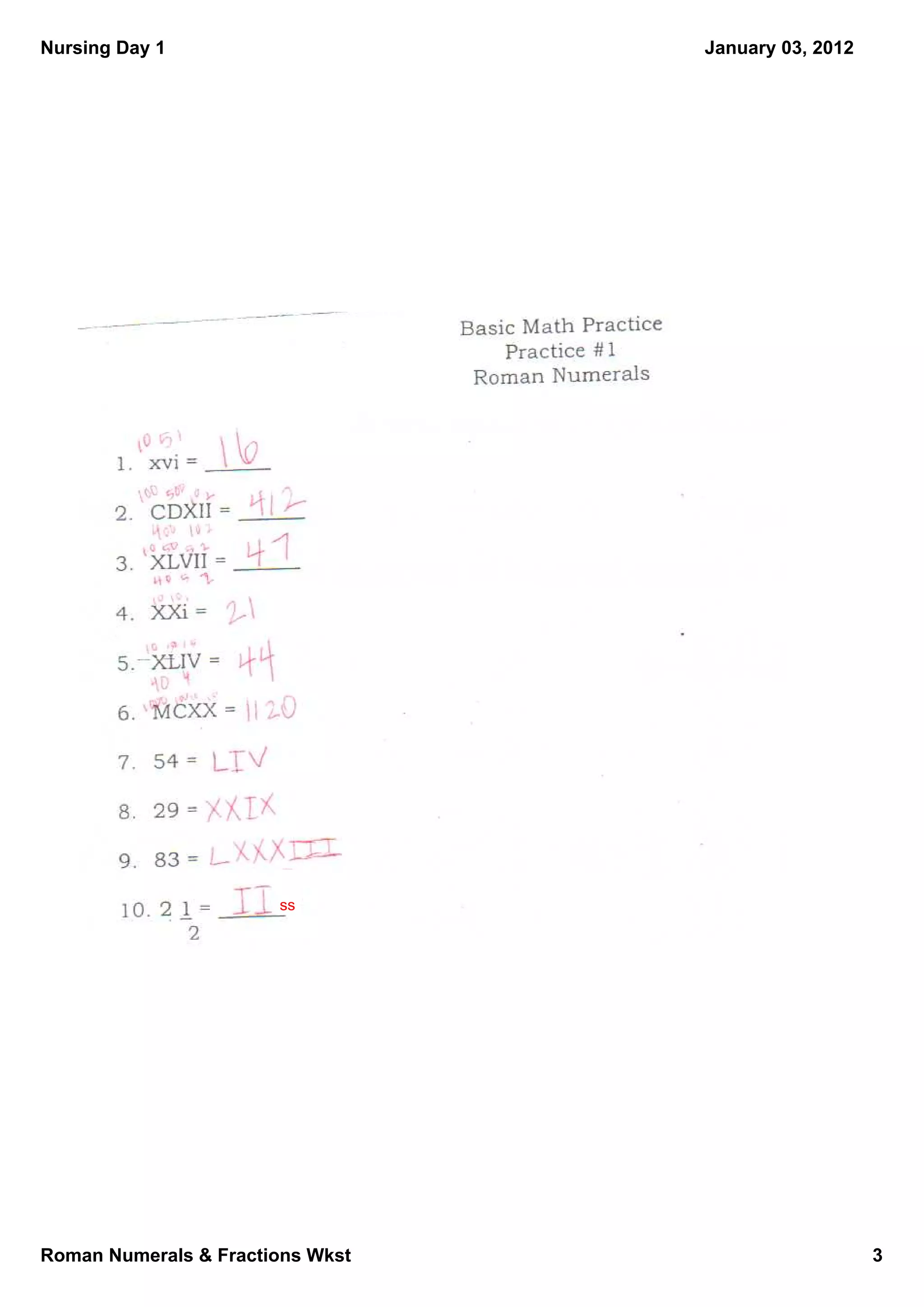 Roman Numer fractions | PDF