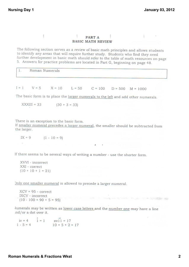 Roman Numer fractions | PDF