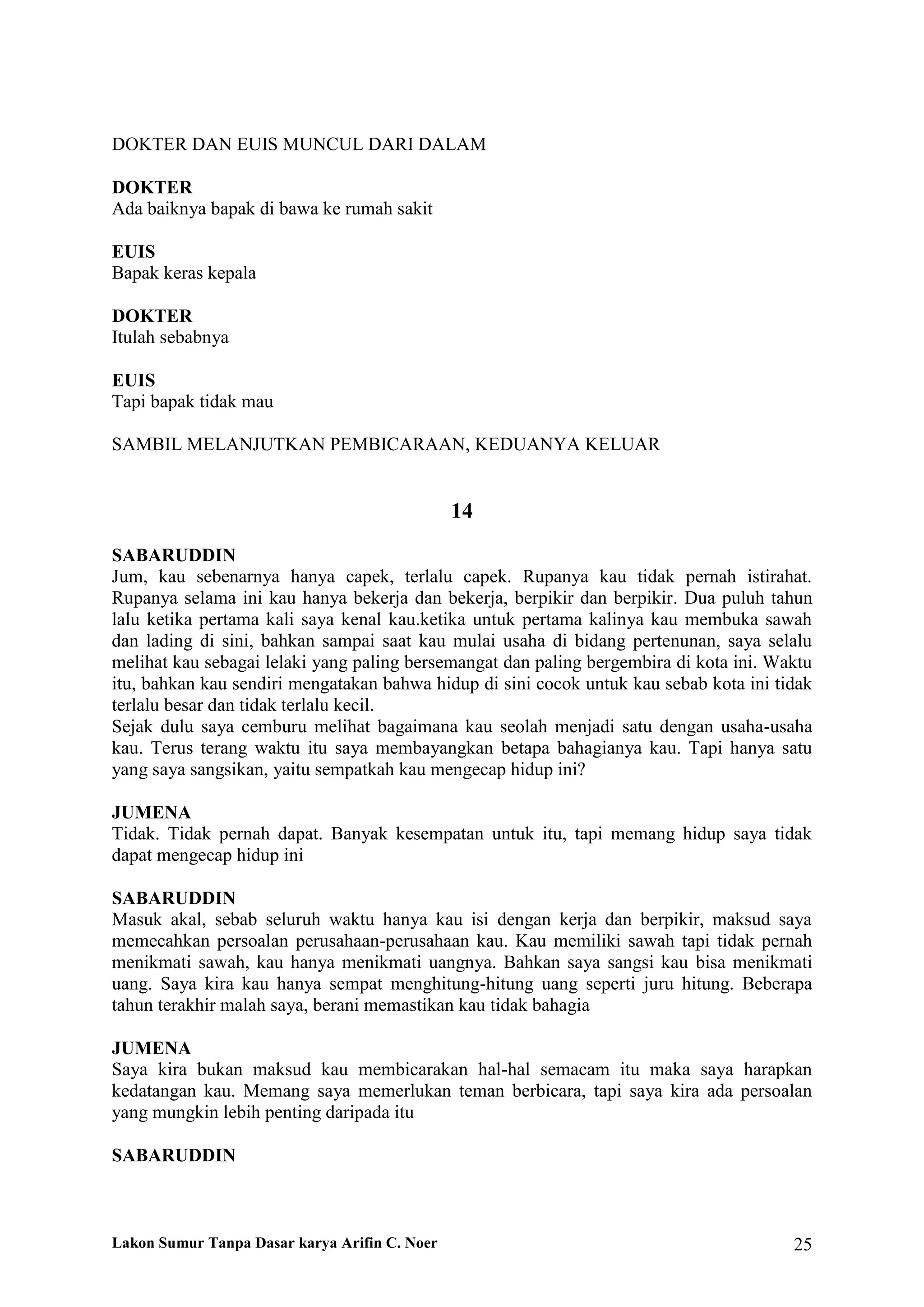 Sumur tanpa dasar arifin c. noer | PDF