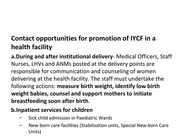 IYCF | PPT | Pregnancy | Reproductive Health