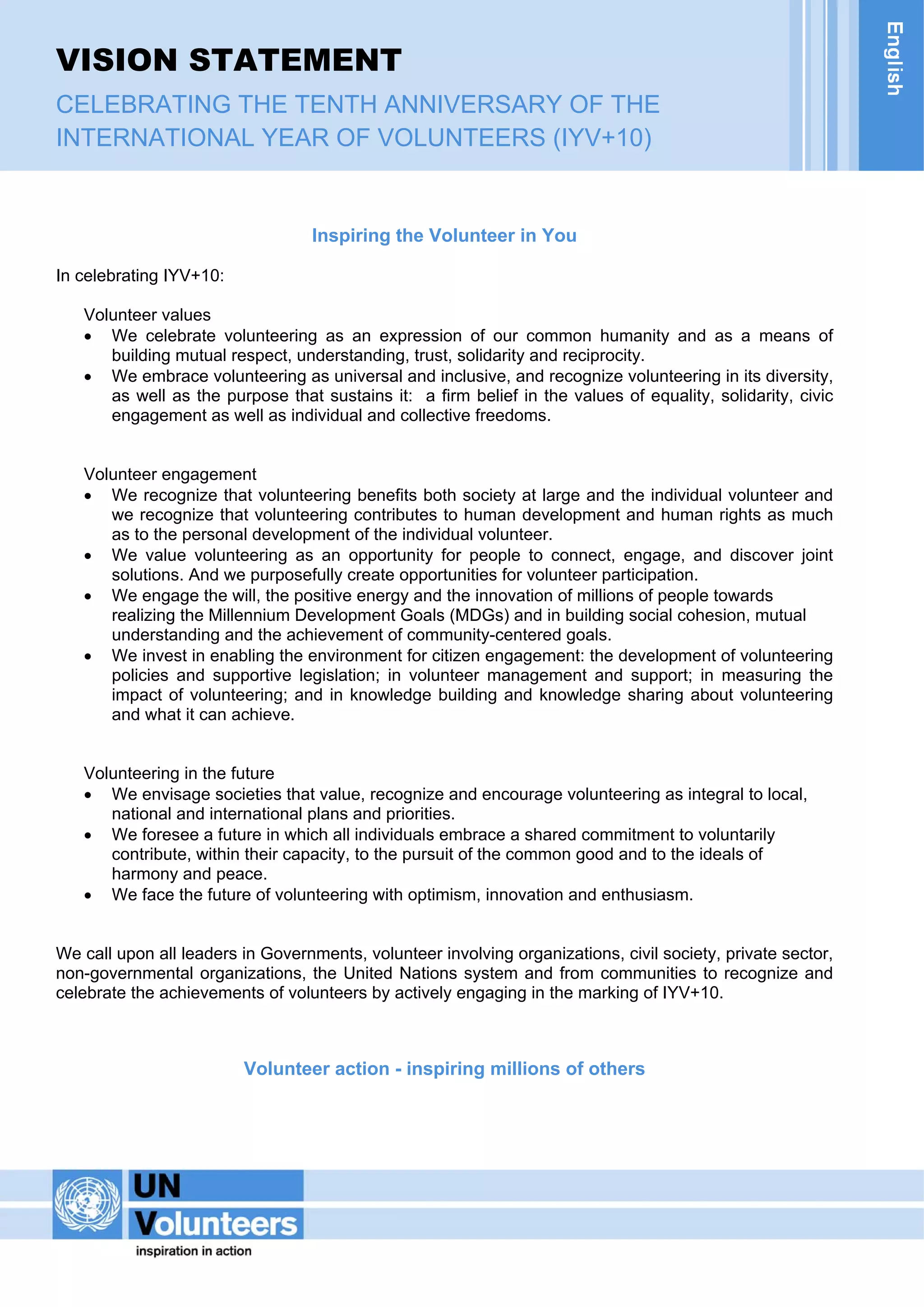 IYV+10 Vision Statement | PDF