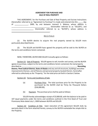 Sample purchase sale agreement | DOC