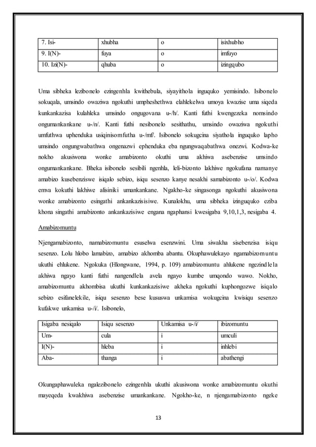 Izinguquko zemisindo uma silwangisa, singwaqazisa nalapho sinkankazisa | DOCX