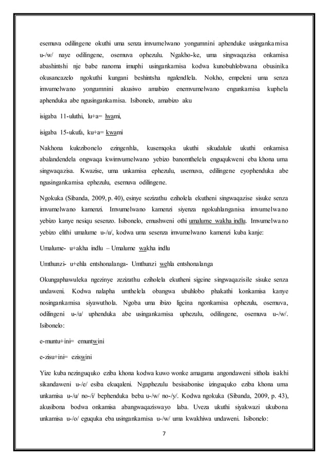 Izinguquko zemisindo uma silwangisa, singwaqazisa nalapho sinkankazisa | DOCX