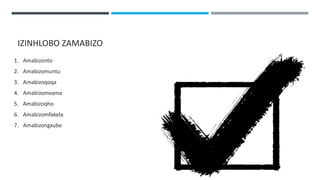 Izinhlobo Zamabizo (Types of Nouns) IsiZulu Ibanga 8 | PDF