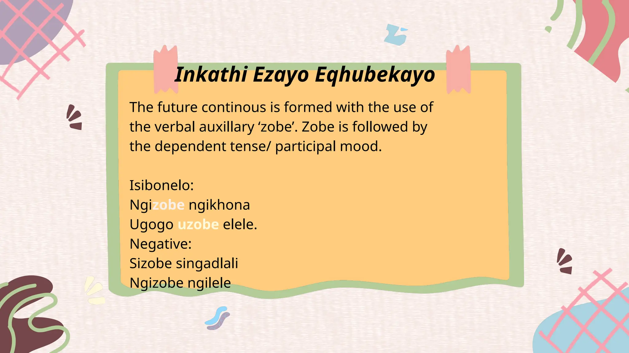 Izinkathi Zesenzo Tenses: How verbs are changed into other tenses | PPTX