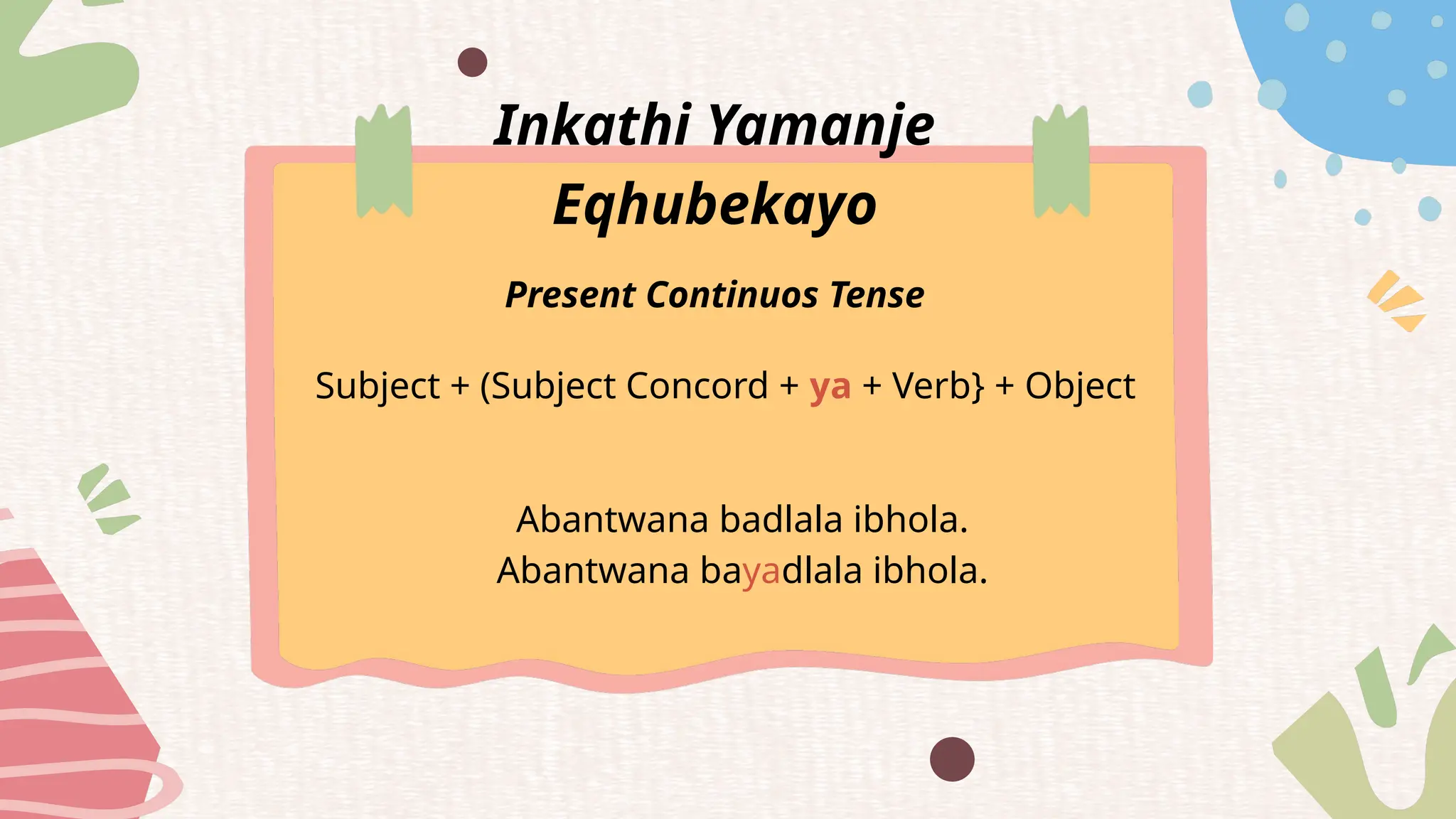 Izinkathi Zesenzo Tenses: How verbs are changed into other tenses | PPTX