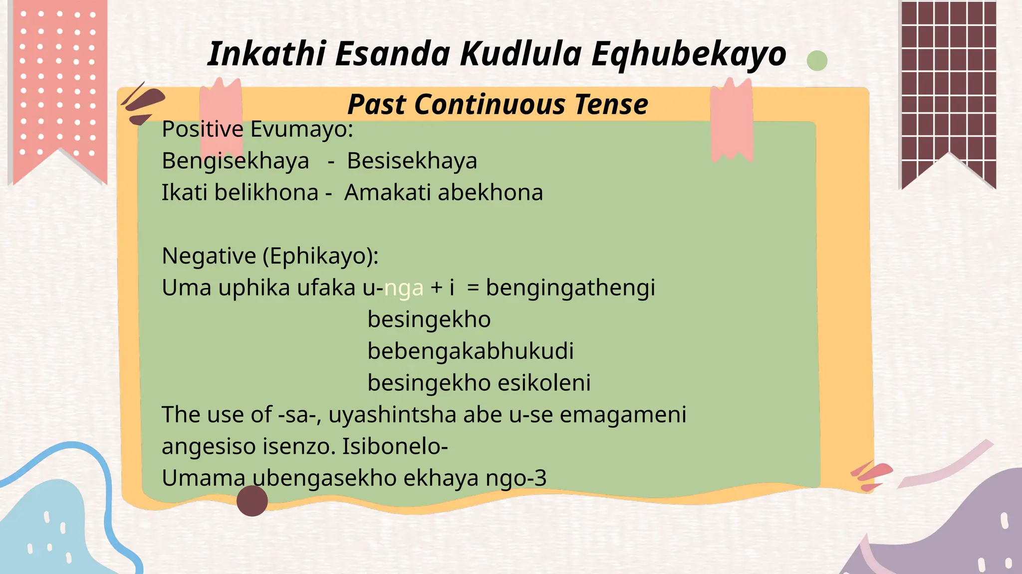 Izinkathi Zesenzo Tenses: How verbs are changed into other tenses | PPTX
