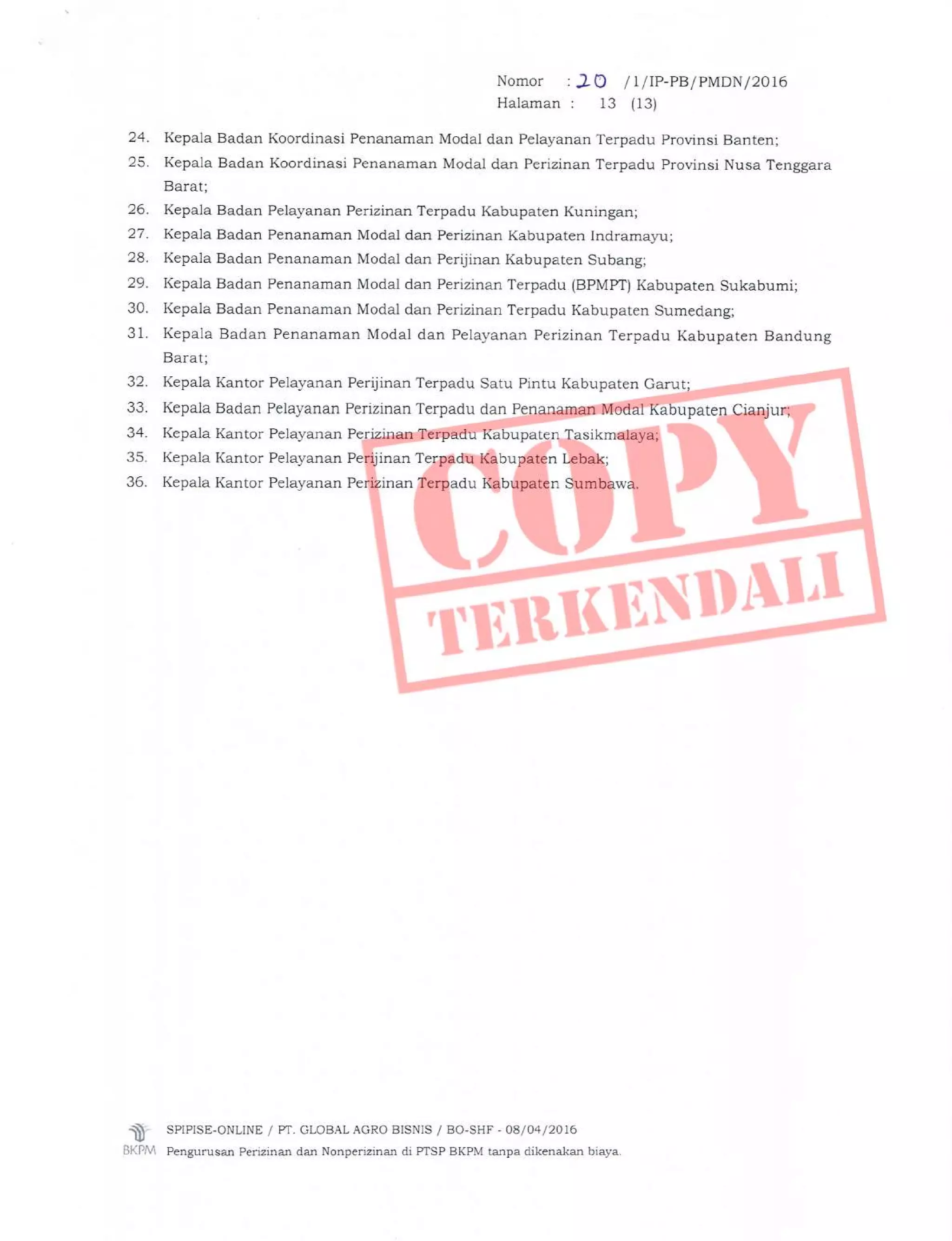 Izin prinsip dari BKPM April 2016.compressed | PDF