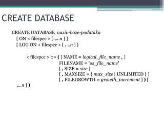 Izmenjena prezentacija sql | PPT