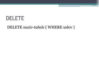 Izmenjena prezentacija sql | PPT
