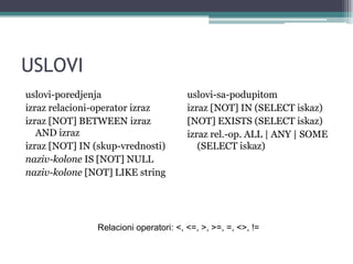Izmenjena prezentacija sql | PPT