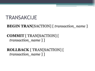 Izmenjena prezentacija sql | PPT