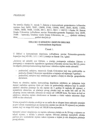 Izmjena odluke o komunalnom doprinosu | PDF