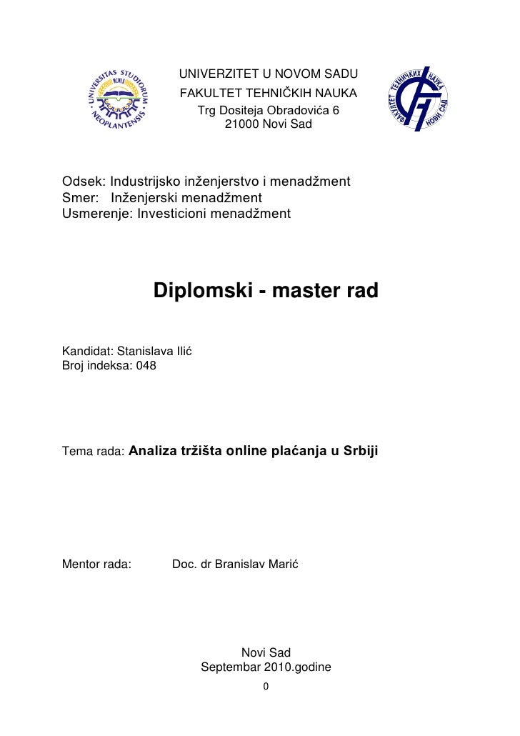Master rad - ANALIZA TRZISTA ONLINE PLACANJA U SRBIJI KOMPANIJA POSIT…