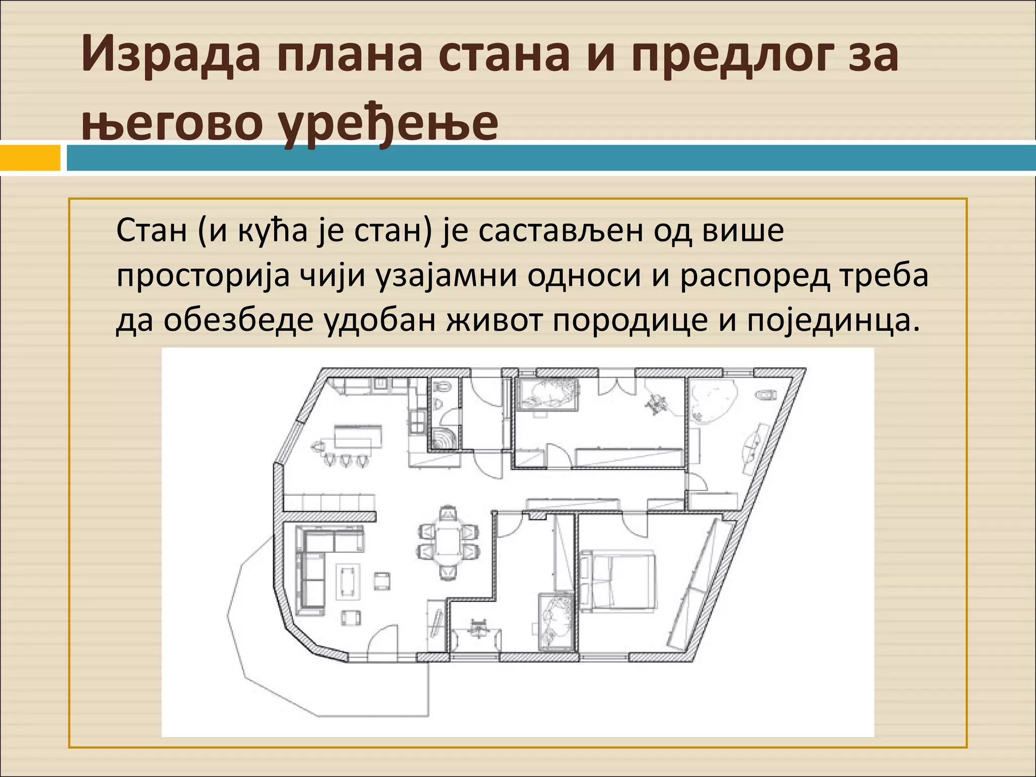 Izrada plana stana i predlog za njegovo uredjenje | PPT