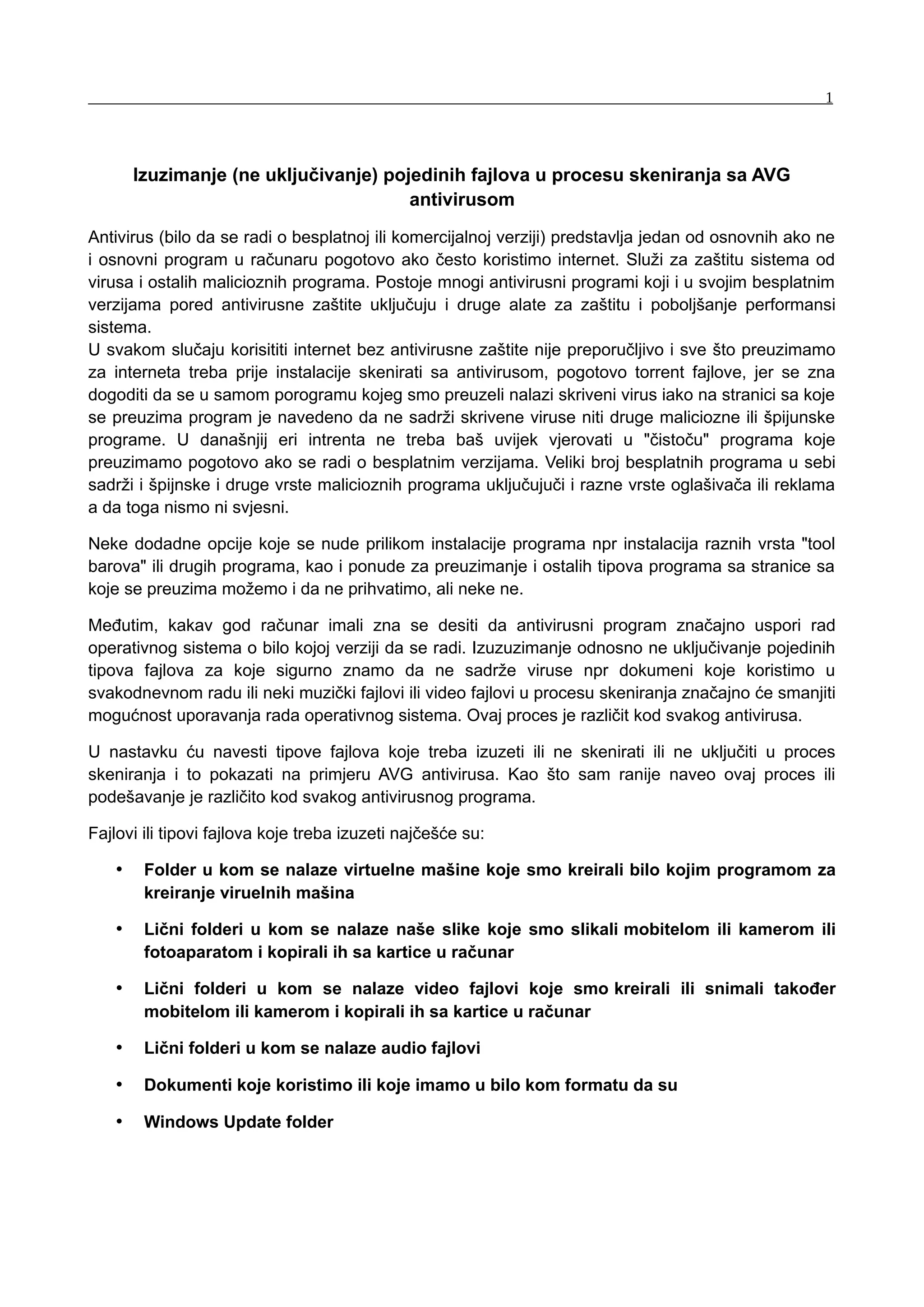 Izuzimanje (ne uključivanje) pojedinih fajlova i foldera u procesu ...