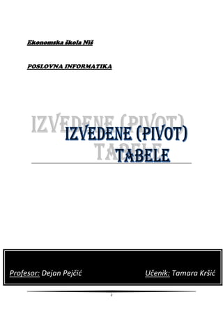 Izvedene tabele Tamara Krsic | PDF