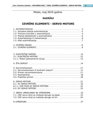 Izvrsni elementi servo motori | PDF