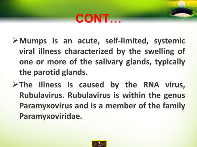Izzatullah presentation mumps virus | PPTX | Ear, Nose and Throat ...