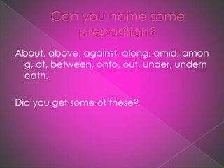 Prepositional Phrases | PPTX